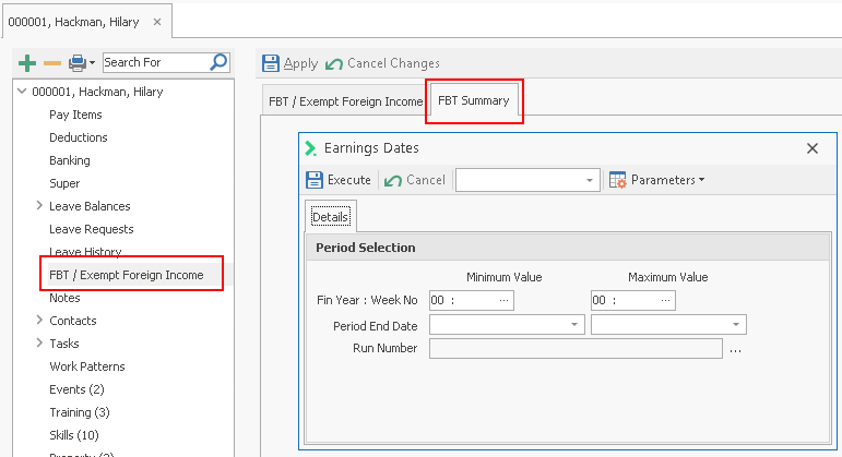 Employee file - reportable FBT