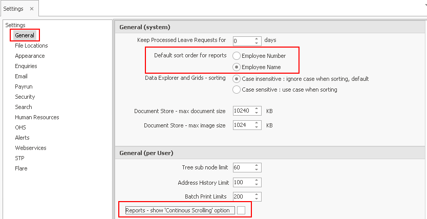 Report Explorer Settings