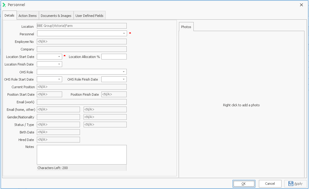 Management Window - Personnel Tab