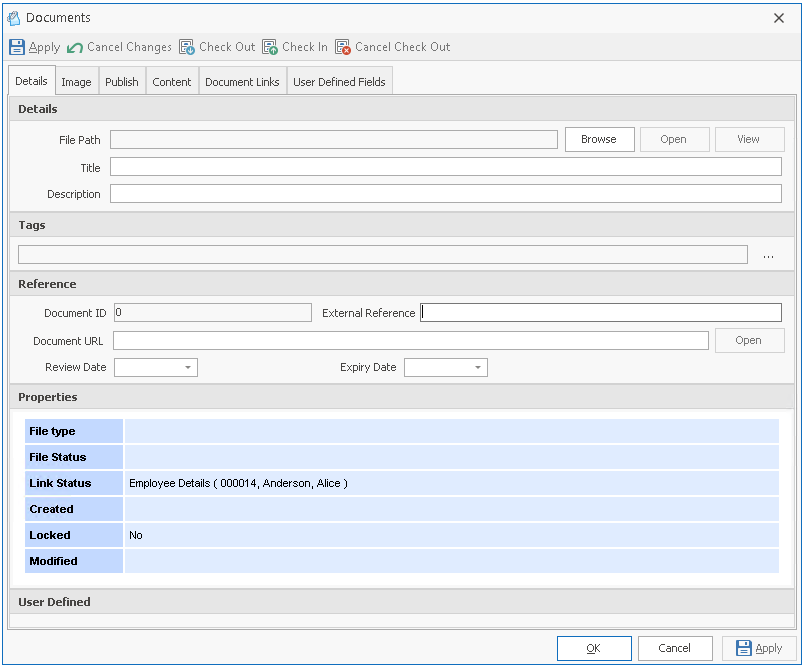 Adding a Document in OHS